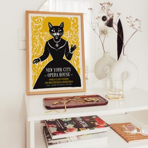 New York City Opera House Poster - 1984 - Retro Cat Opera Singer Art ...