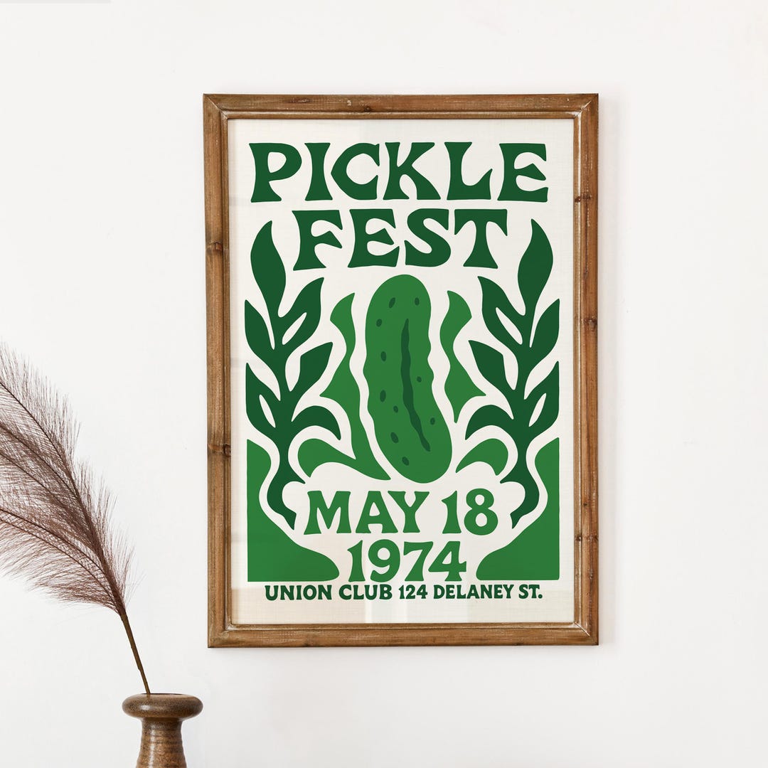 Pickle Fest 1974 Poster - Vintage Food Kitchen Wall Decor Print Retro ...