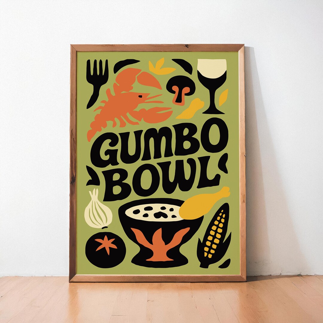 Gumbo Bowl Art Print: Cajun Kitchen Decor, Louisiana Cuisine - Etsy