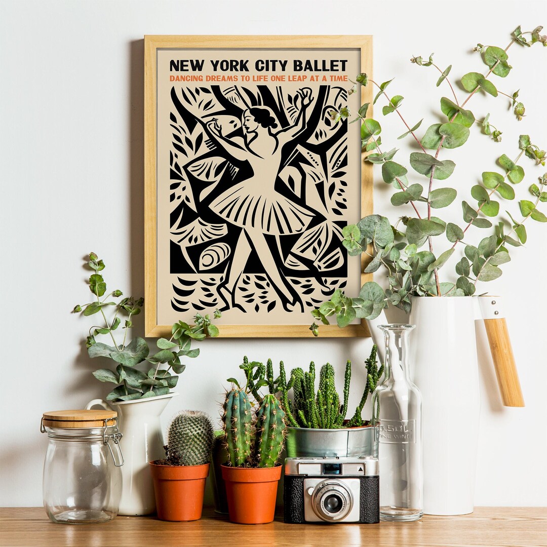 Retro New York City Ballet Poster Ballerina Wall Art Painting Large ...