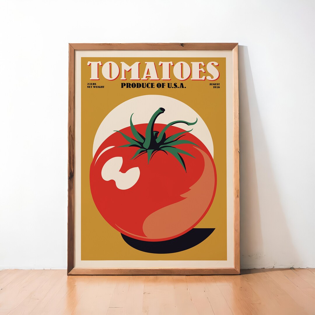 Mid-century Modern Tomato Poster - Bold Red Kitchen Art Print - Vintage ...