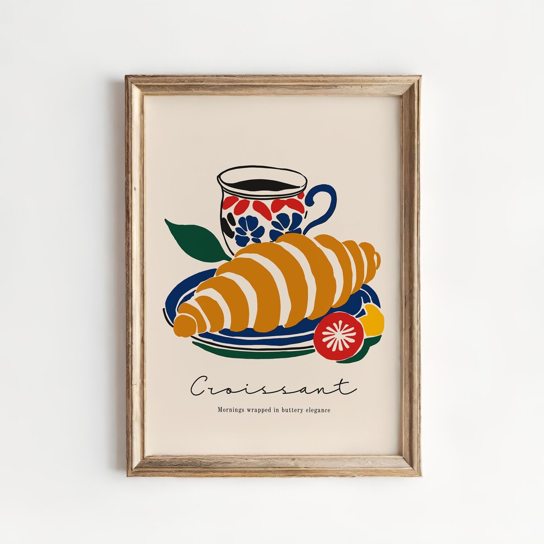 French Bakery Art Print - Vintage Croissant Poster for Kitchen Decor ...