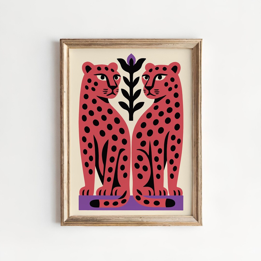 Pink Leopards Poster - Wild Animal Safari Jungle Boho Minimalist Wall ...
