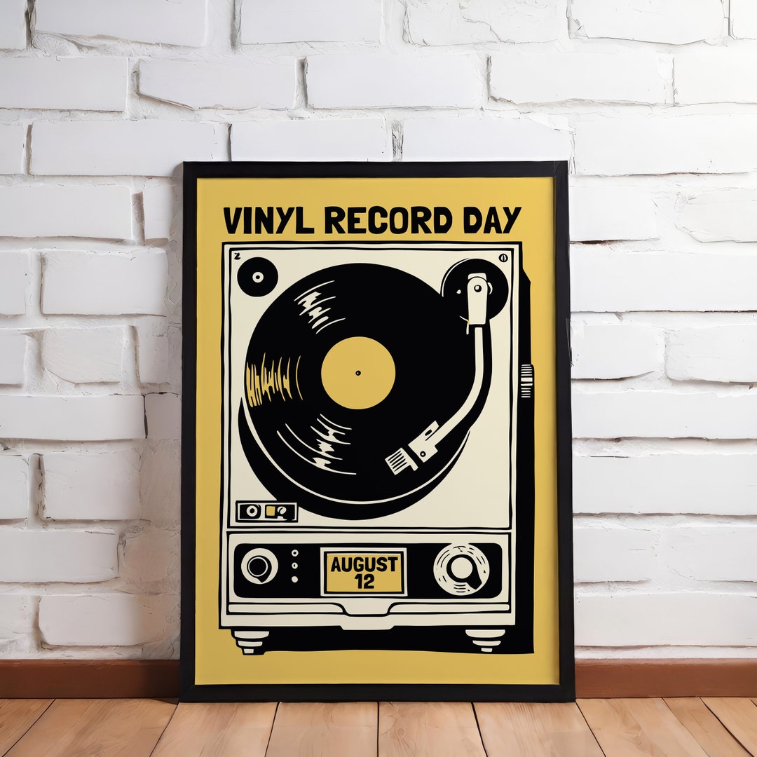 VINYL RECORD DAY Poster, Vintage Turntable Illustration, Retro Music ...
