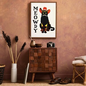 Meowdy Cat Print Cowboy Poster, Howdy Black Cat, Cat Mom Print, Trendy ...