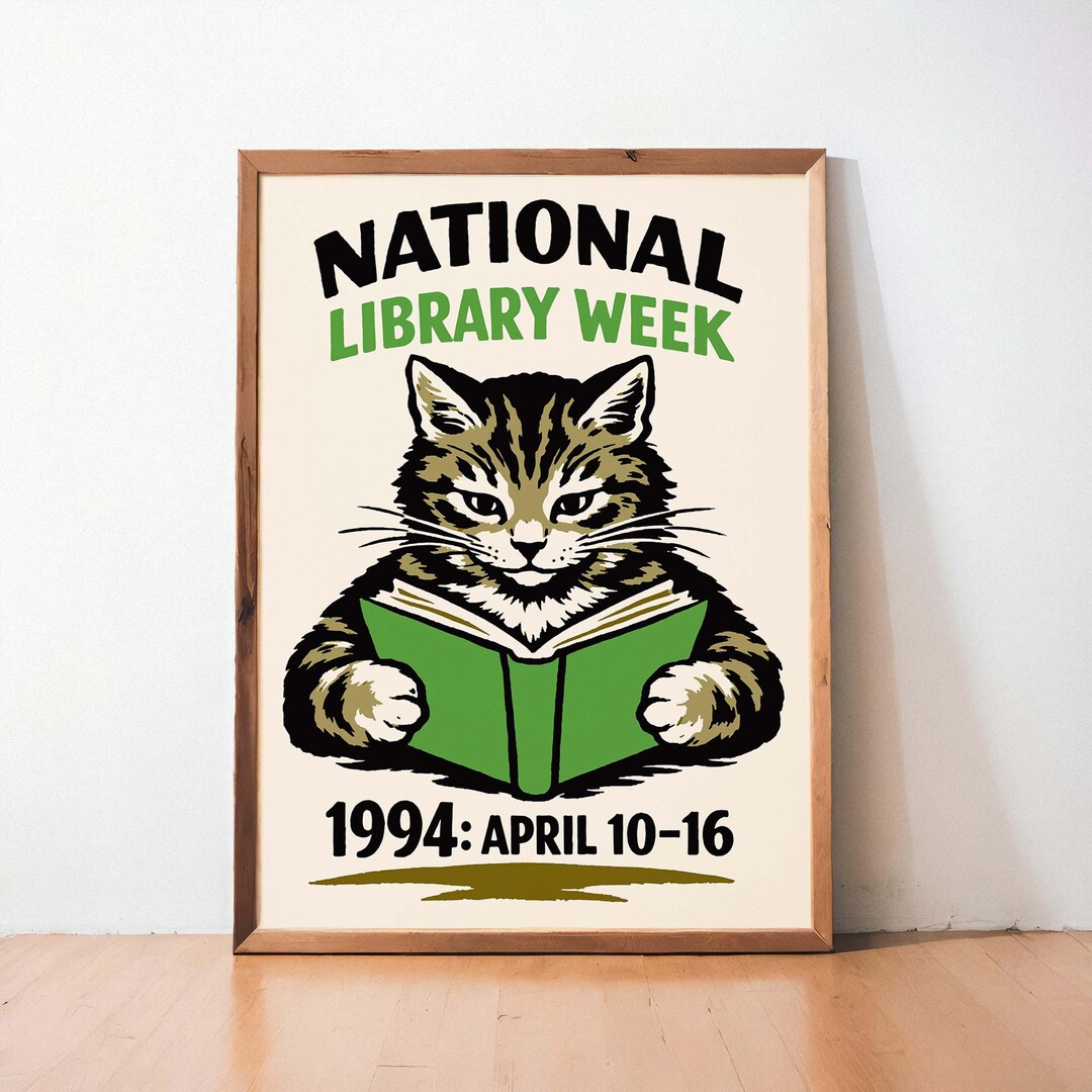 1994 National Library Week Cat Poster - Giclee Reproduction - Reading ...