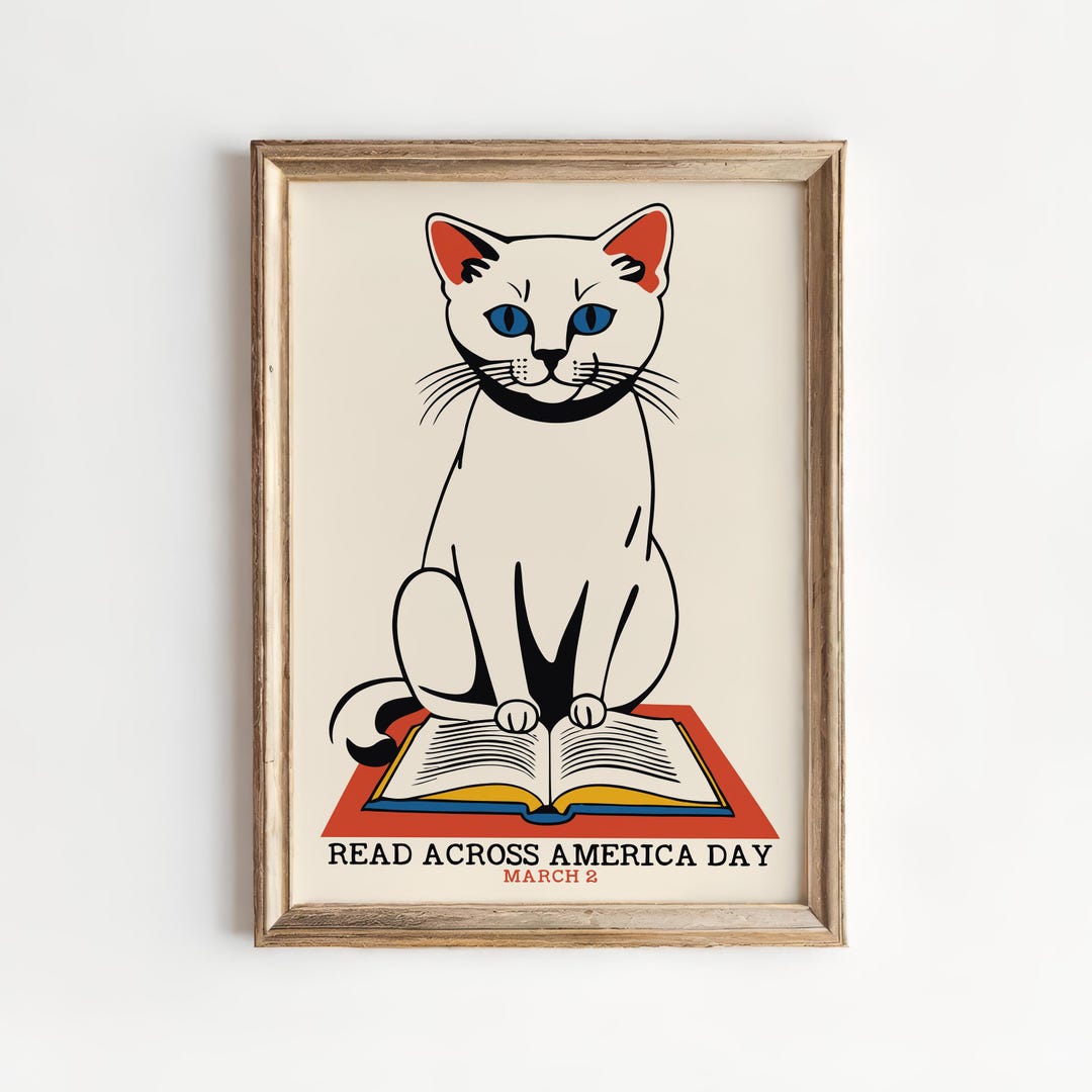 Literacy Cat Poster: Read Across America Day Classroom Decor - Etsy