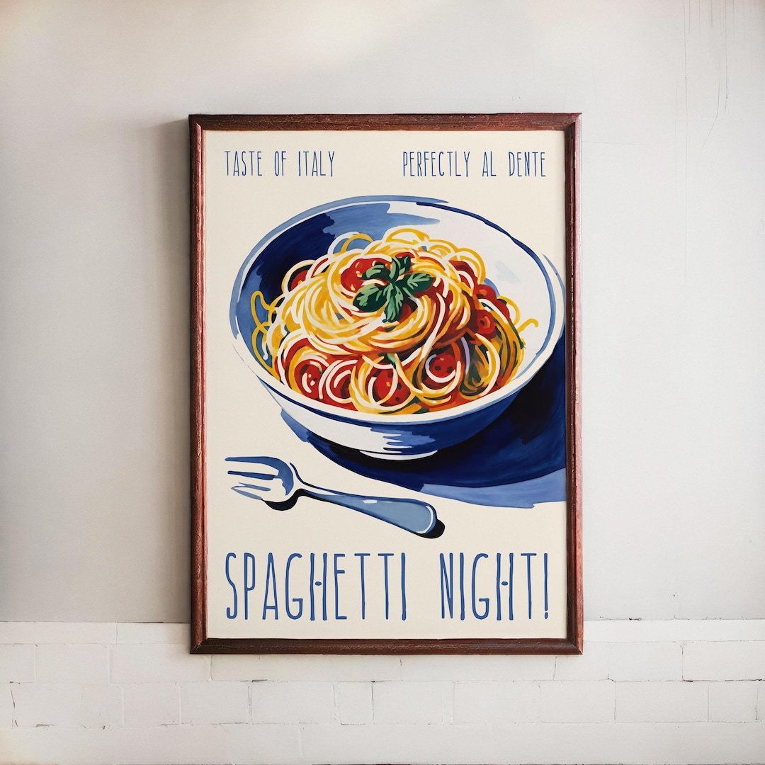 Spaghetti Night Poster – Italian Cuisine Wall Art, Taste of Italy ...