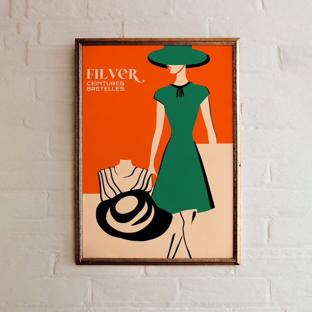French Fashion Store Poster Retro Concept Advertising Paris France Ad ...