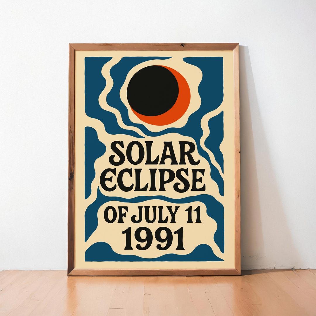 Retro Solar Eclipse 1991 Poster: Vintage Celestial Wall Art - Etsy