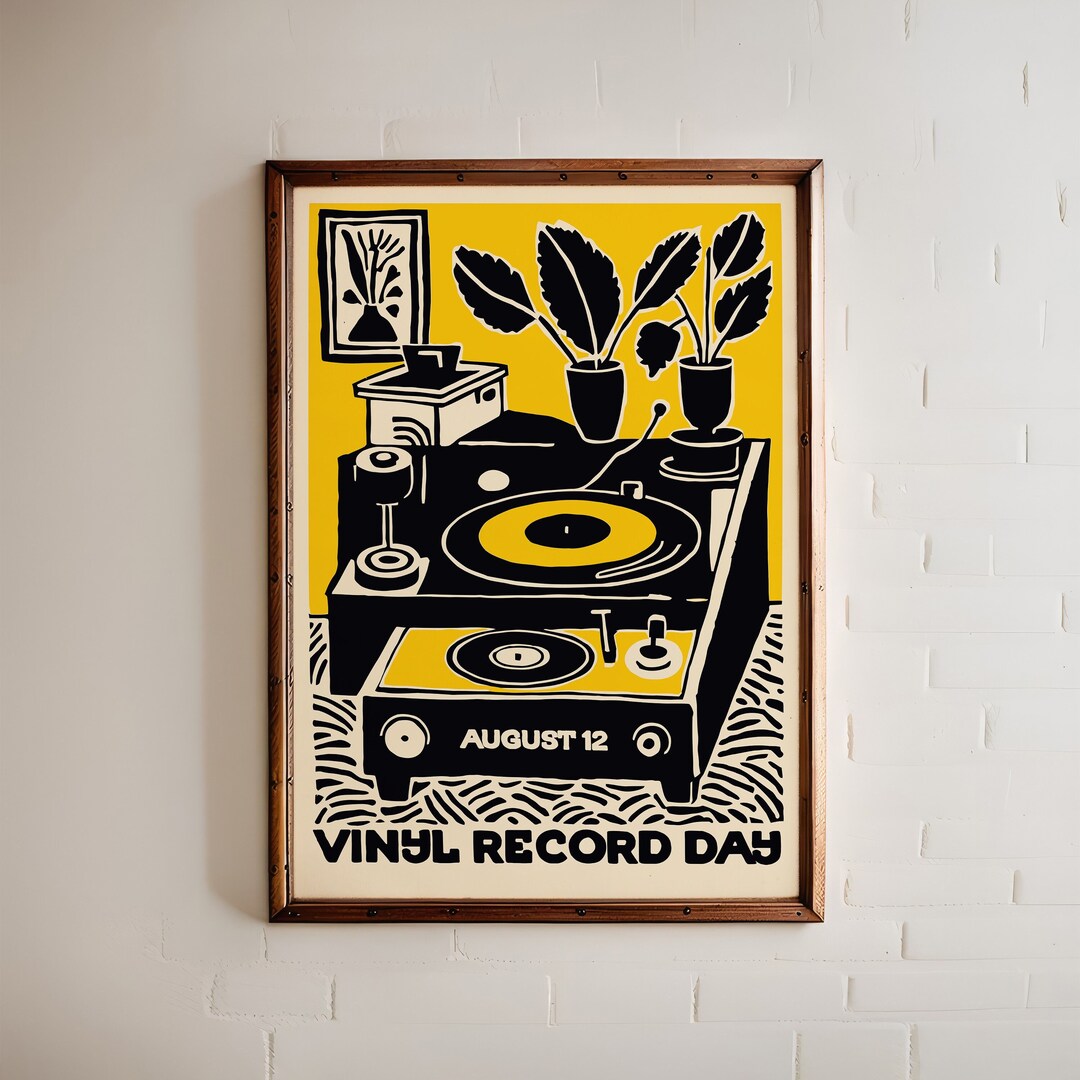 VINYL RECORD DAY Poster, Retro Turntable Vinyl Art, Music Memorabilia ...