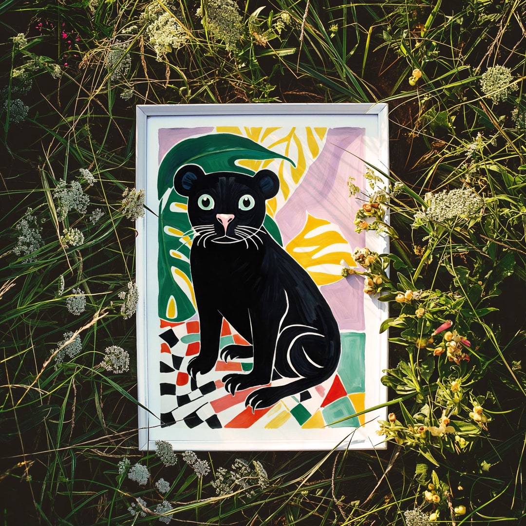 Black Panther Cub Poster - Wildlife Art Print - Bold Colorful Home ...