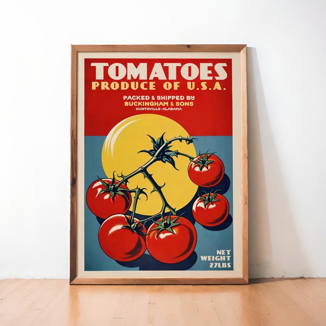 Retro Tomato Poster - U.S.A. Produce Wall Art - Buckingham & Sons ...
