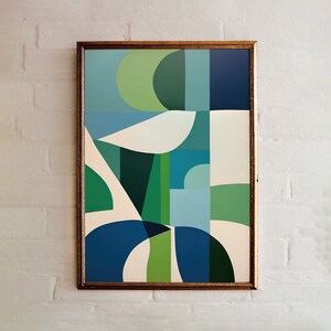 Green and Blue Mid-century Modern POSTER Abstract Wall Fine - Etsy