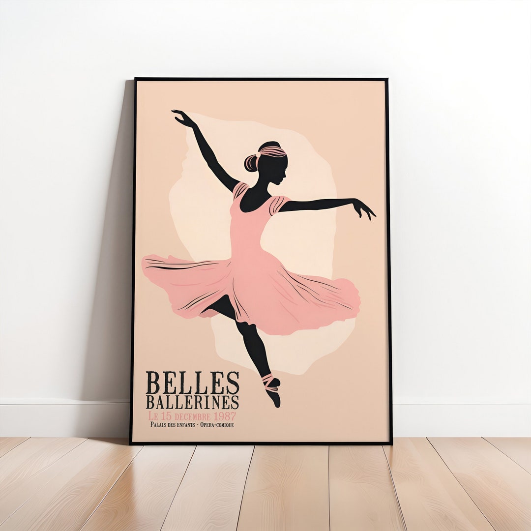 FRENCH BALLET POSTER Ballerina Wall Art Artistic Pink Poster Whimsical ...