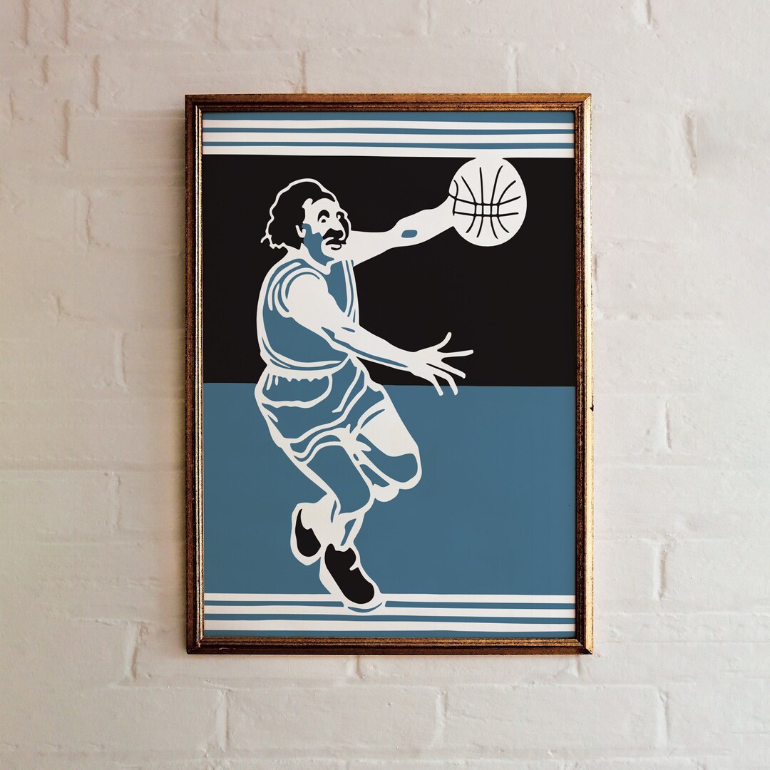 Balling Albert Einstein Poster - Basketball Illustration, Funny Meme ...