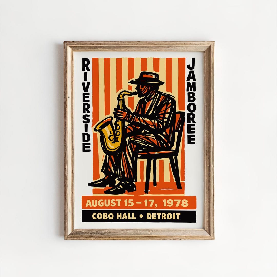 Riverside Jamboree 1978 Jazz Poster - Vintage Sax Night Wall Art Print ...
