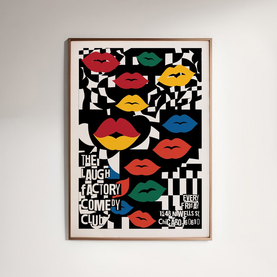 24x36 Comedy Club POSTER Colorful Pop Art Lips Design, Retro Wall Decor ...