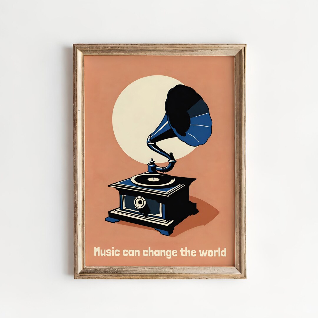Gramophone Poster - Retro Music Wall Art - Inspirational Quote Home ...