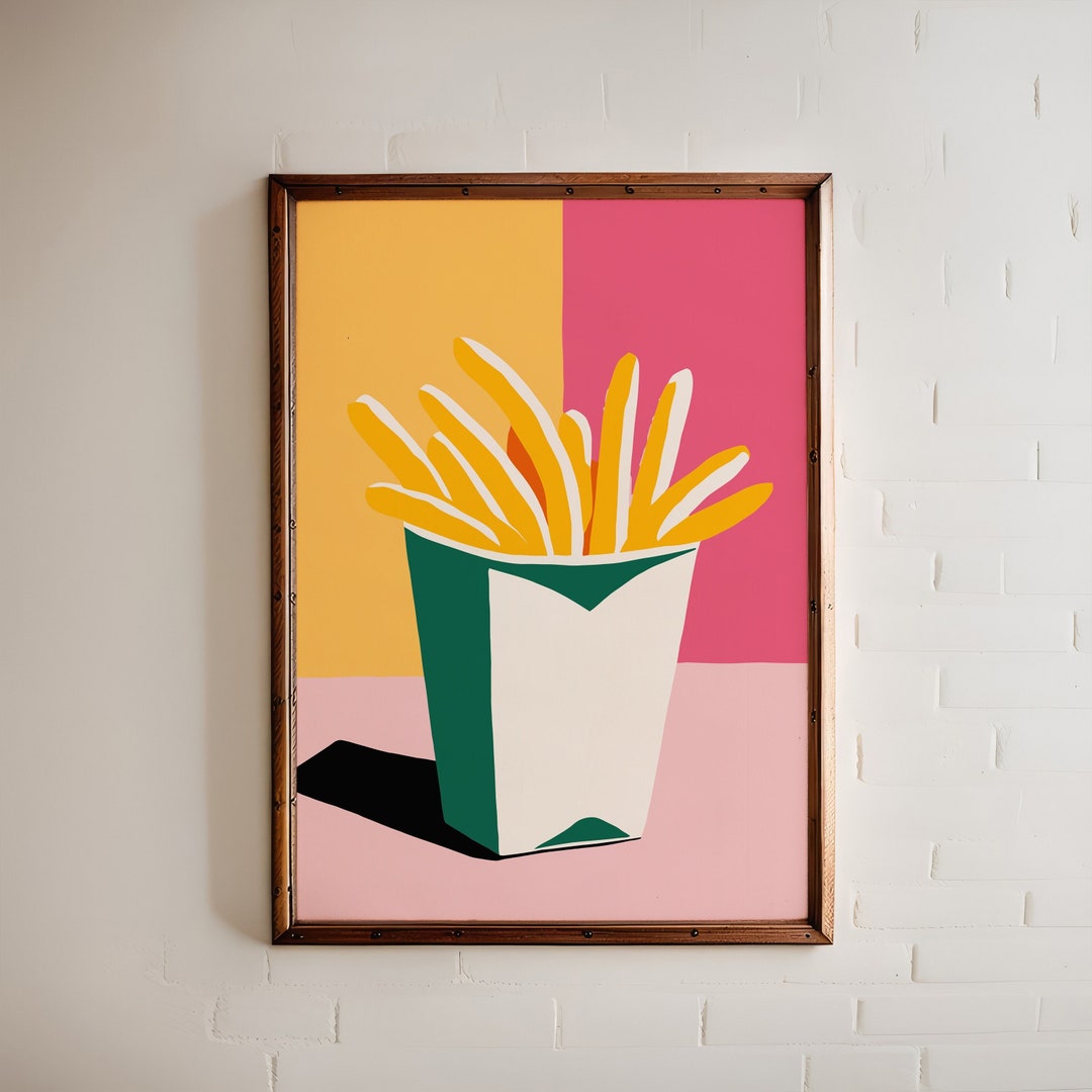French Fries Art Print, Contemporary Food Poster, Minimalist and ...
