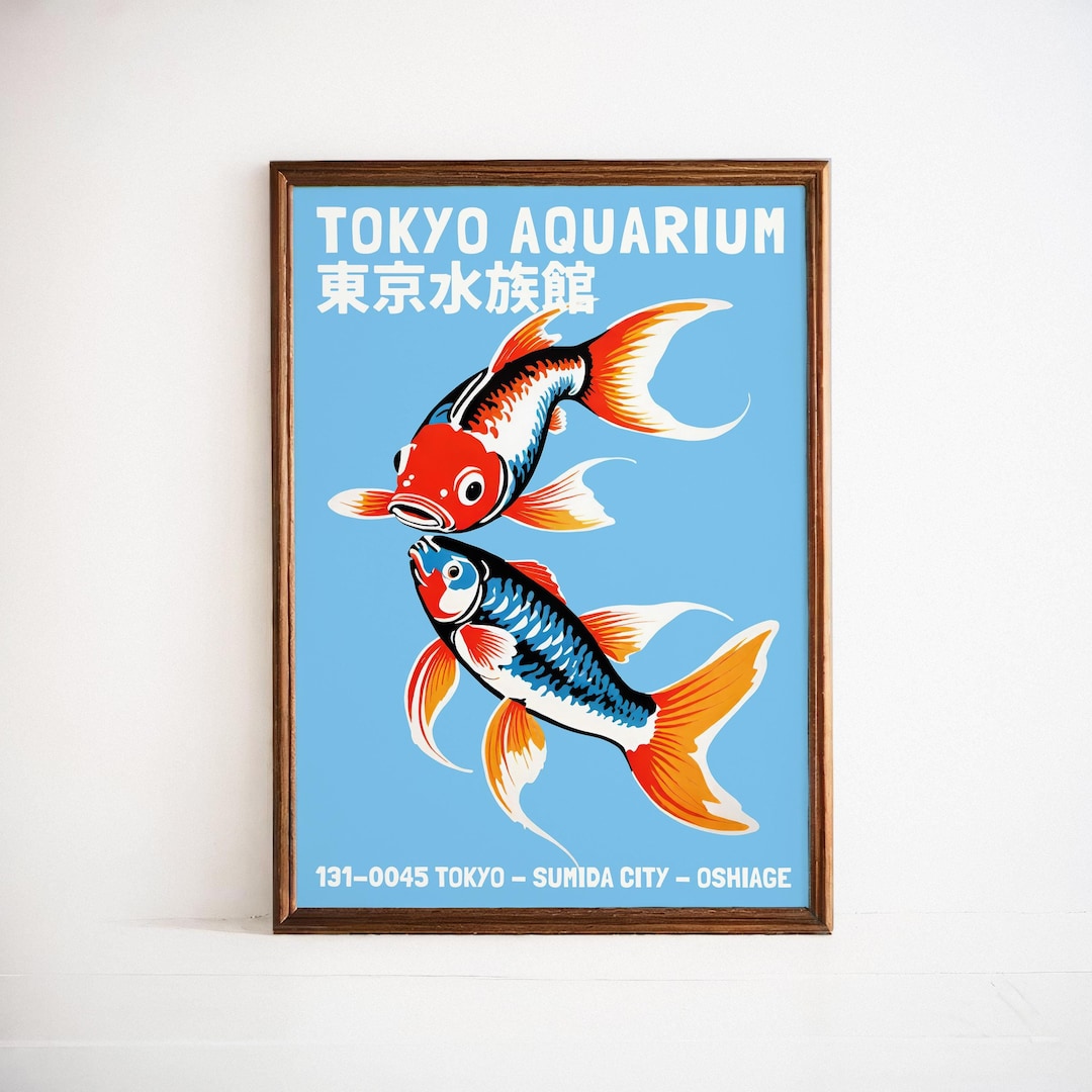 Tokyo Aquarium Poster - Koi Fish Art Print - Japanese Water Garden ...