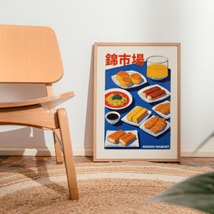 Japanese Food Poster | Kyoto Nishiki Market Art Print | Retro Asian ...