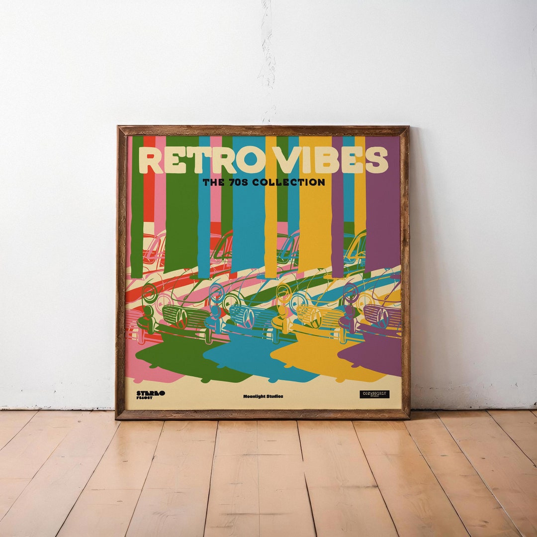 70s Album Cover Poster - Retro Print - Vintage Wall Art - Colorful Mid ...