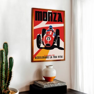 Retro MONZA Poster, Italian Grand Prix Vintage Racing Wall Art, Red ...
