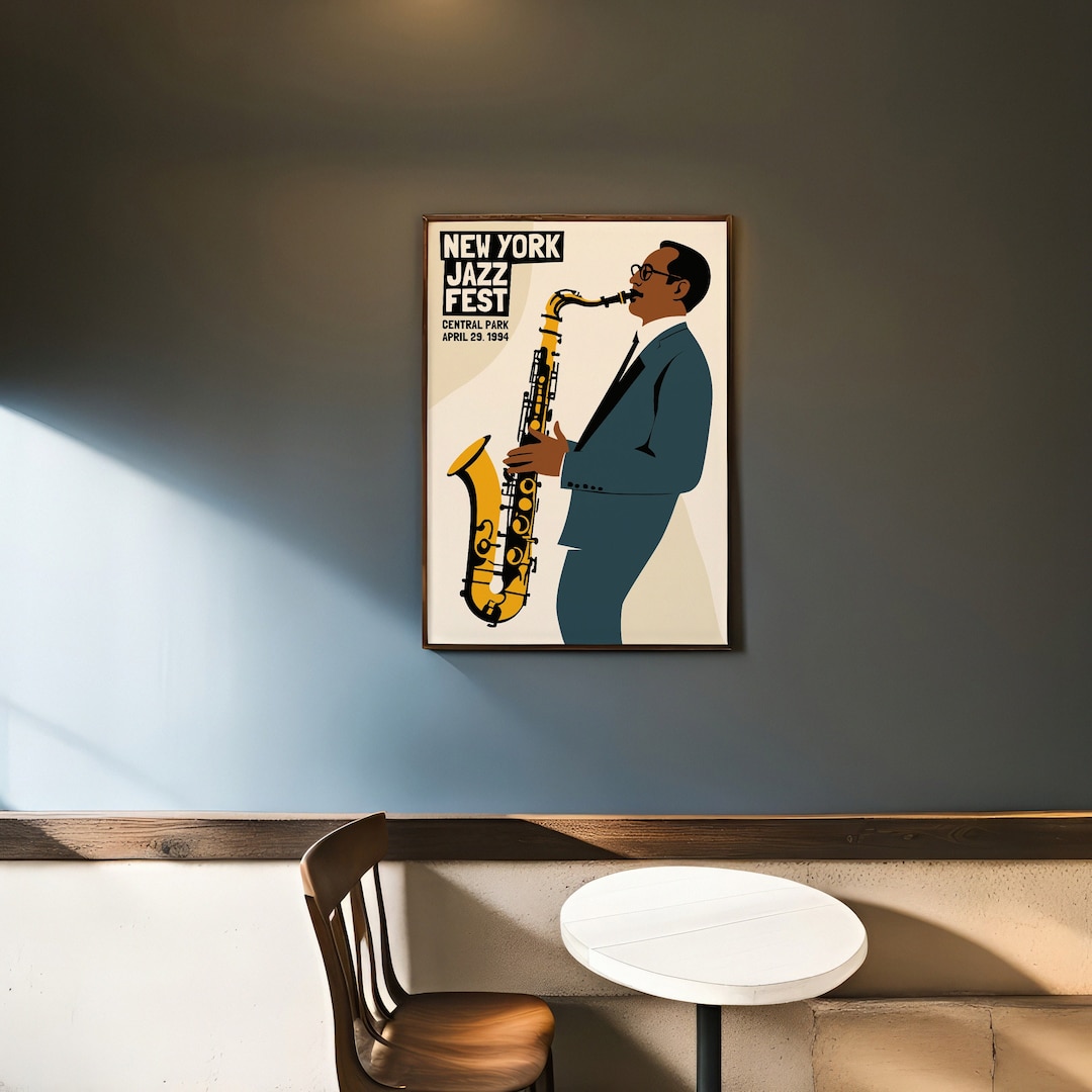 New York Jazz Fest 1994 Poster, Central Park Event Artwork, Retro Music ...