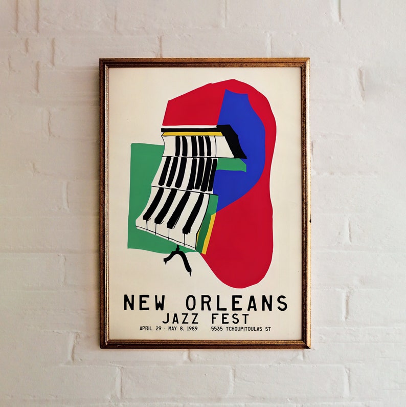 1989 New Orleans Jazz Festival Poster Grand Piano Wall Art - Etsy