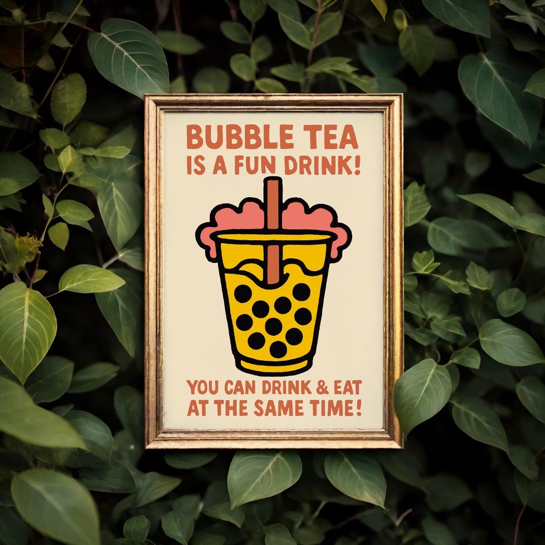 Bubble Tea Fun Drink Poster - Cute Wall Art for Kitchen, Cafe, or Dorm ...