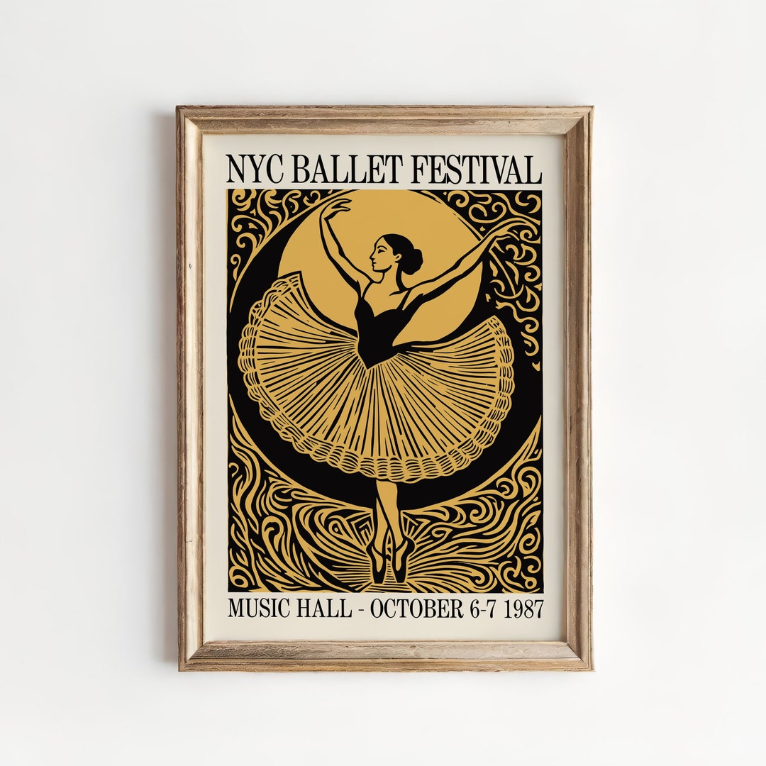 1987 NYC Ballet Festival Music Hall Poster - Vintage Ballet Dancer ...
