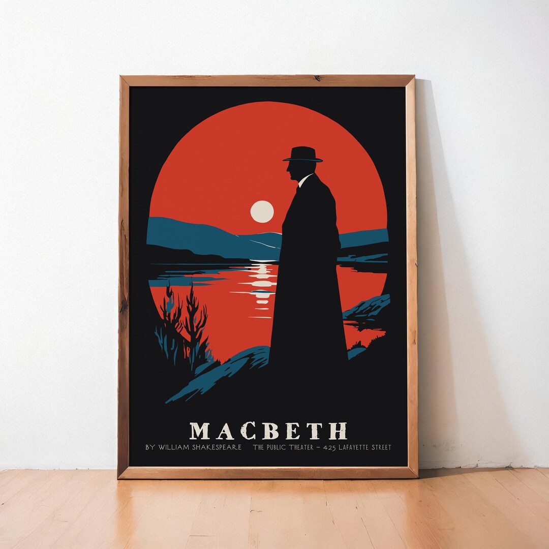Macbeth Poster Shakespeare Wall Art | Dramatic Red Sunset Theater Print ...