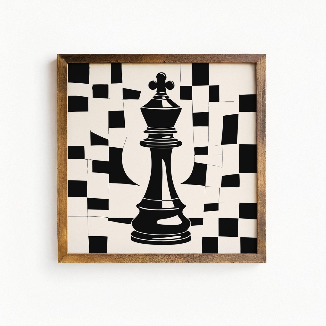 Black and White Chess Poster | Minimalist Game Room Decor | Strategy ...