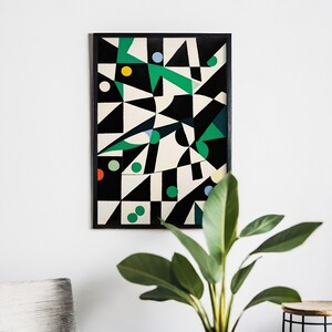 Abstract Mid-century Modern Poster - Geometric Art Print - Colorful ...