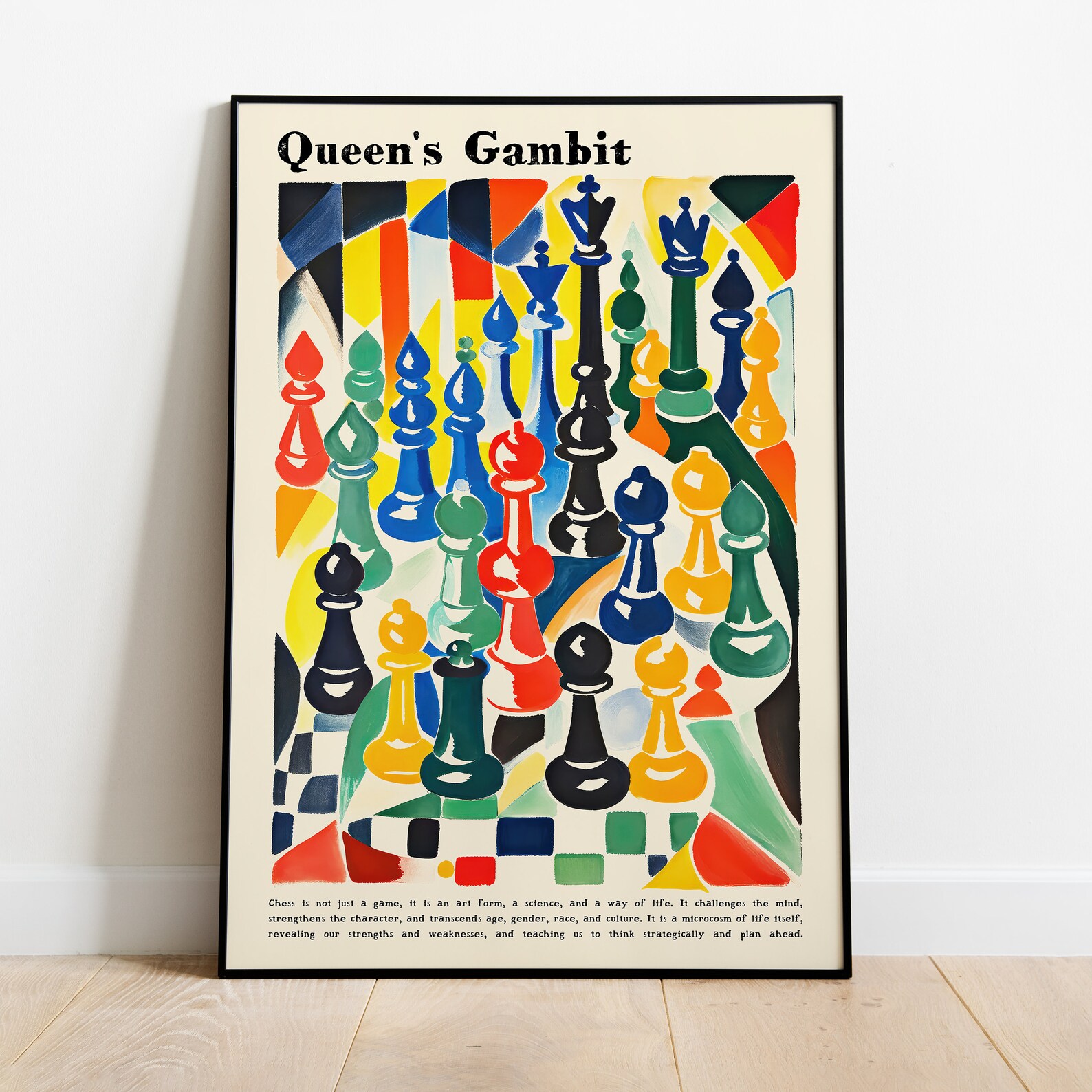 Mid Century Modern Queen's Gambit Chess Art Print Chess - Etsy