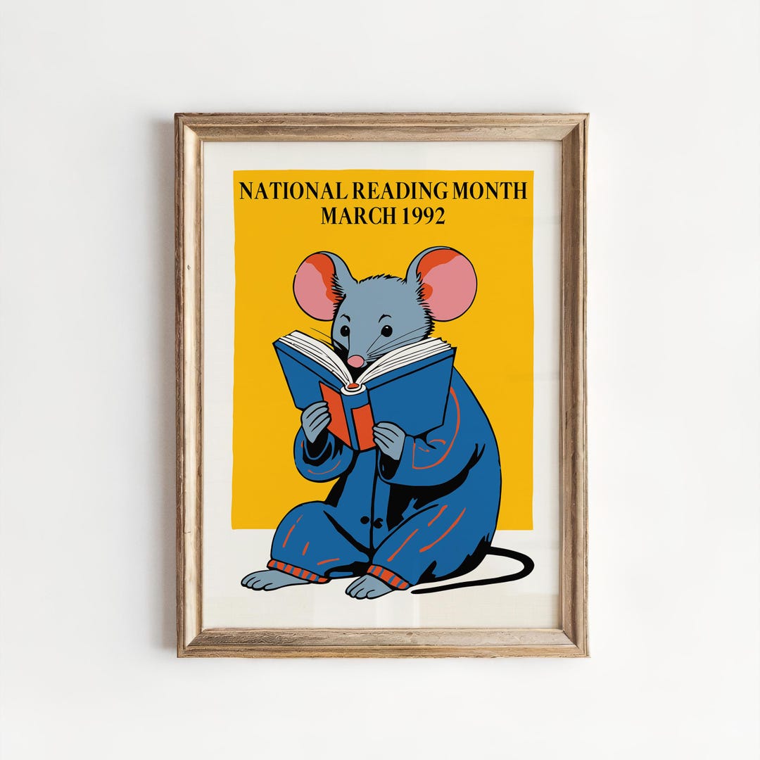 National Reading Month 1992 Poster | Vintage 90s Book Lover Print ...