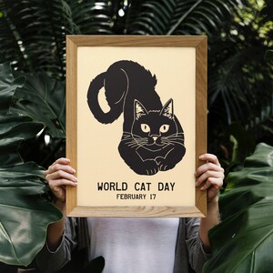 WORLD CAT DAY Poster February 17 Cute and Artsy Decor and Gift for Cat ...