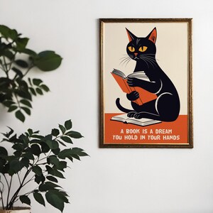 Cat Reading Quote Poster - Literary Wall Art | Perfect Gift for Readers ...