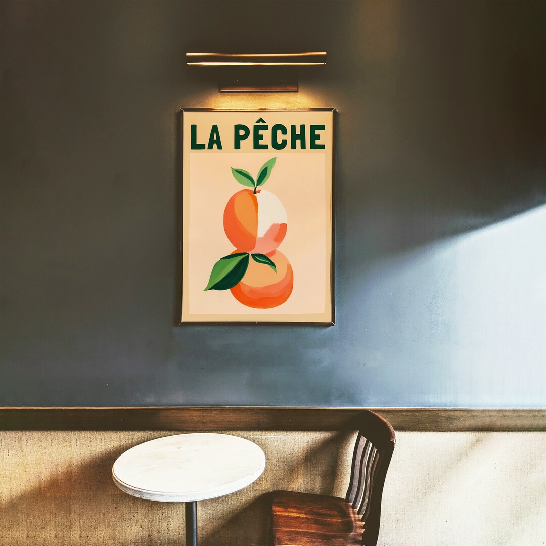 PEACH Poster - La Pêche - French Cute Fruit - Kitchen Wall Art Peach ...