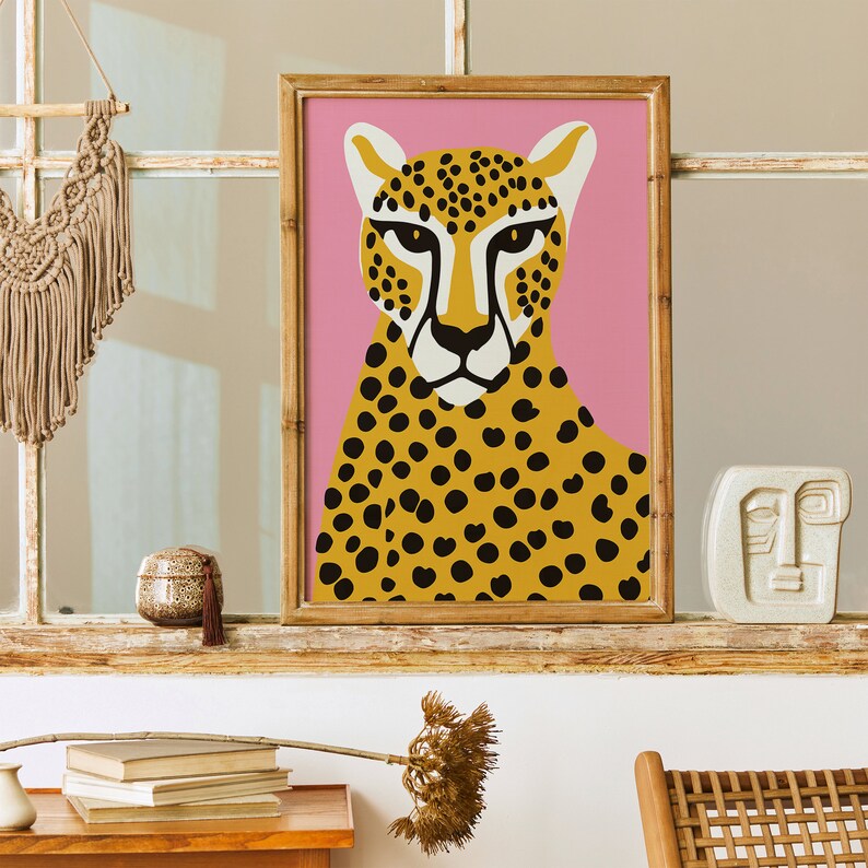 Cheetah Print Jungle Poster Minimal Cheetah Art Animal - Etsy