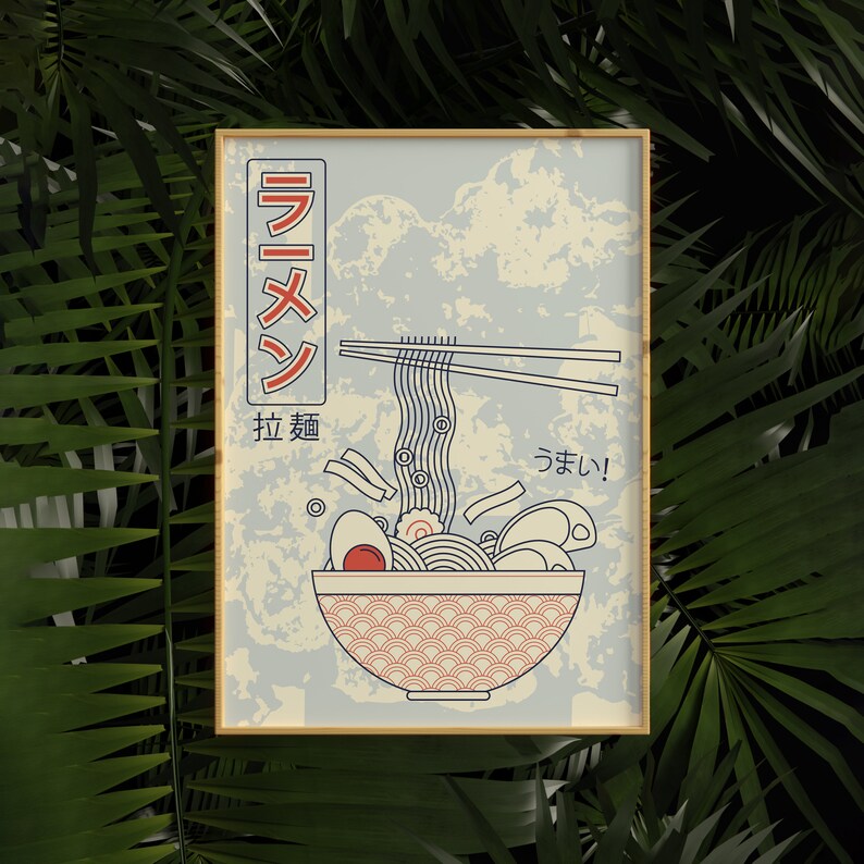 Japanese Ramen Poster Ramen Bowl Wall Art Print Vintage - Etsy