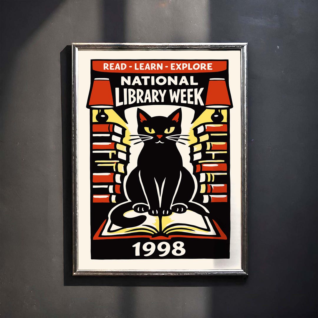 1998 National Library Week Poster - Giclee Reproduction - Book Lover ...