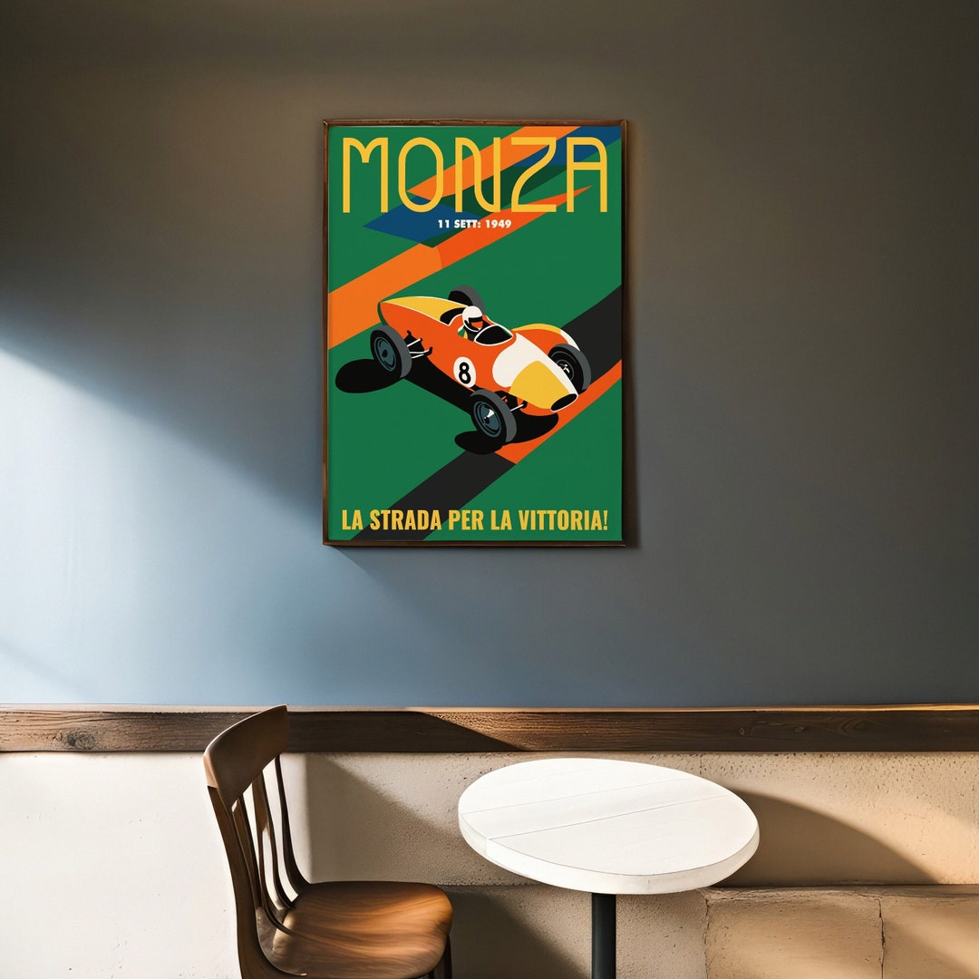 Retro Monza 1949 Racing Poster, Vintage Italian Grand Prix Art, Classic ...