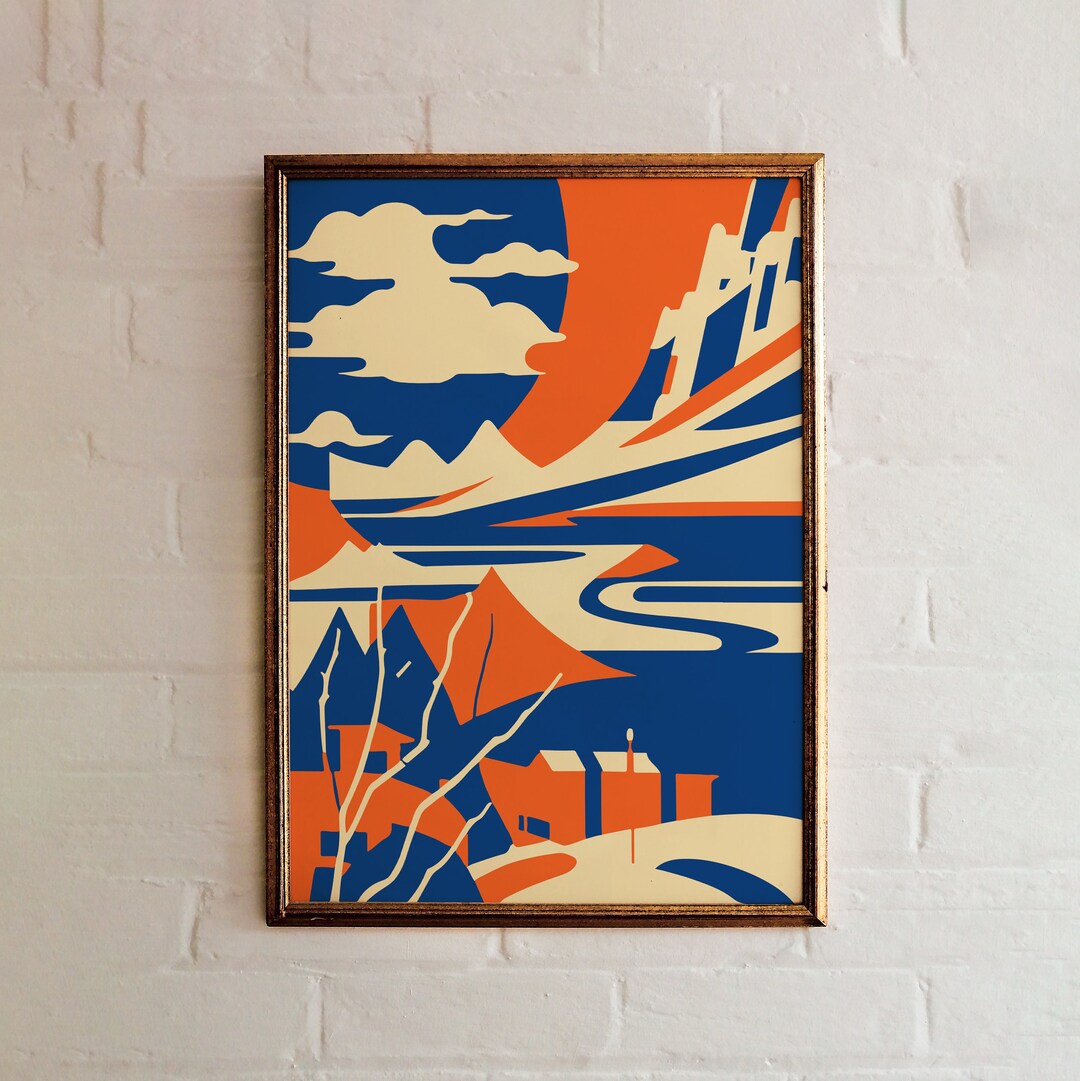 Japanese Landscape POSTER Retro Minimalist Giclee Reproduction Japan ...