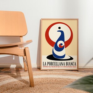 Italian Mid Century Modern Poster Print, La Porcellana Bianca Milano ...