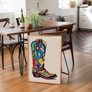 Artistic Cowboy Boot Art Print - Colorful Western Decor Poster ...