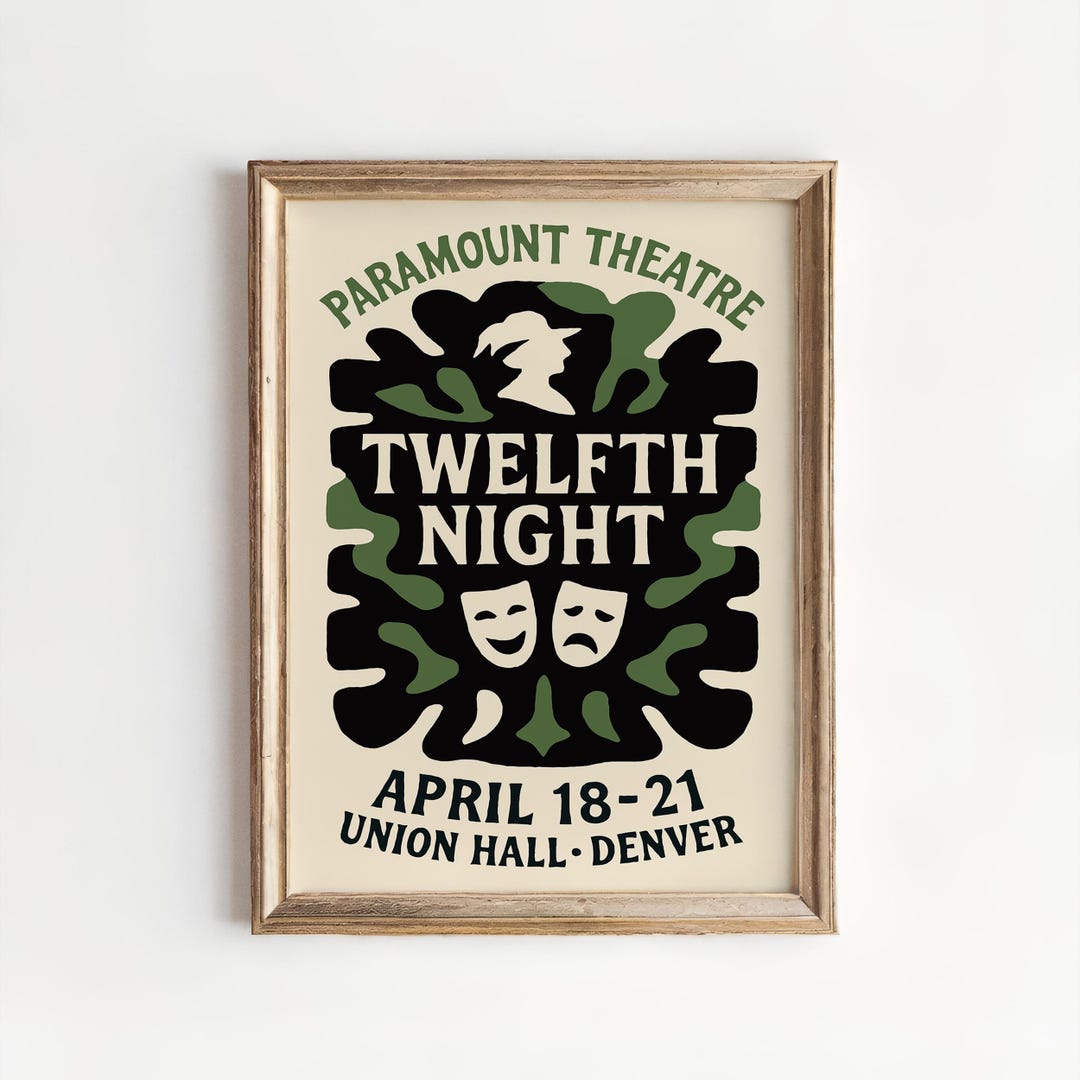 Twelfth Night Poster – Shakespeare Play Print – Vintage Art – Dramatic ...