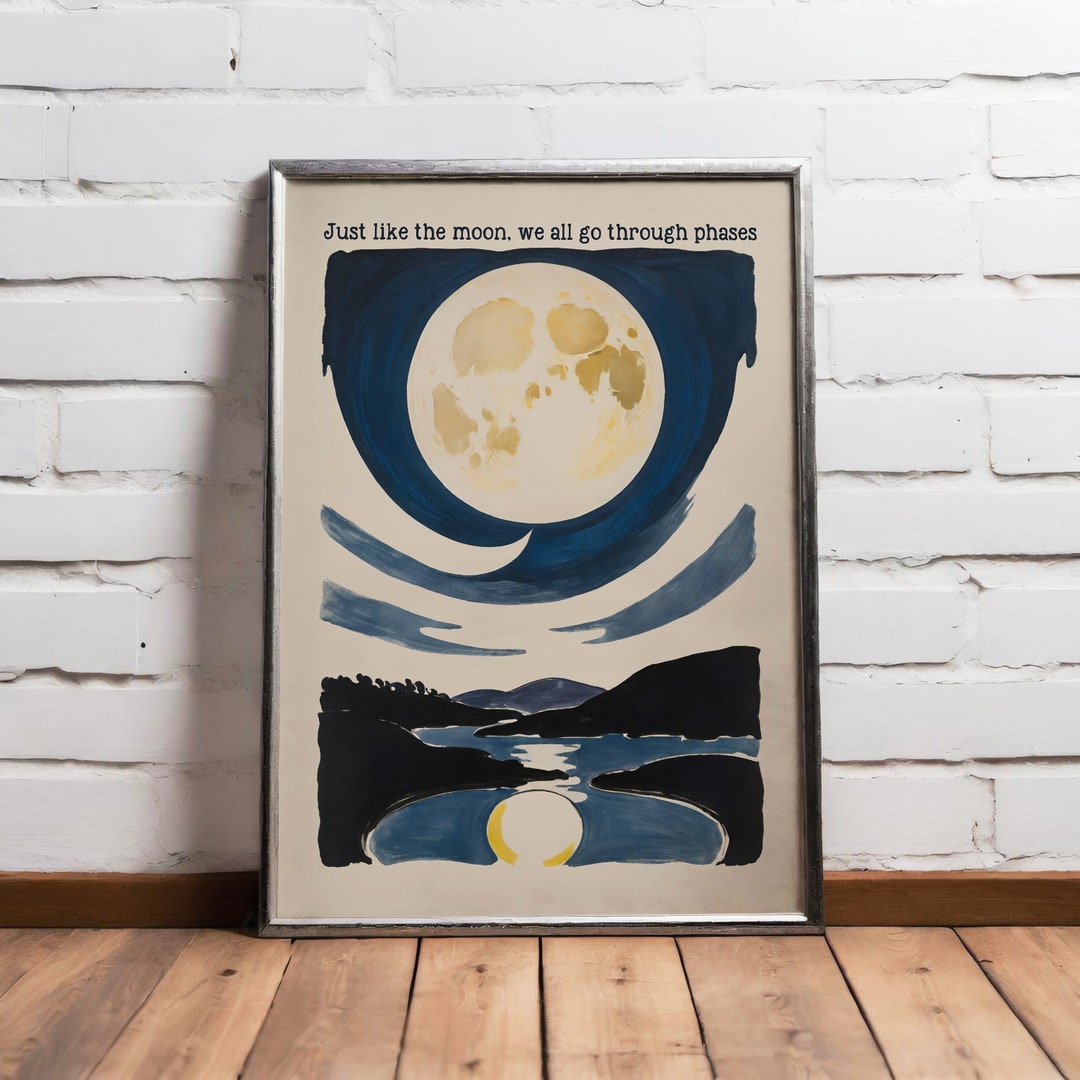 Inspirational Moon Phases Wall Art Poster - Motivational Quote Home ...