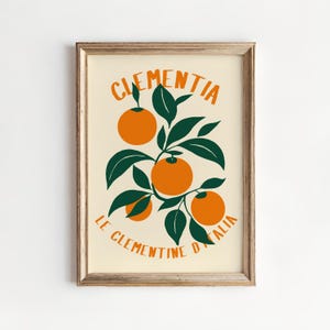 Vintage Italian Clementine Poster - Retro Fruit Wall Art Print - Rustic ...